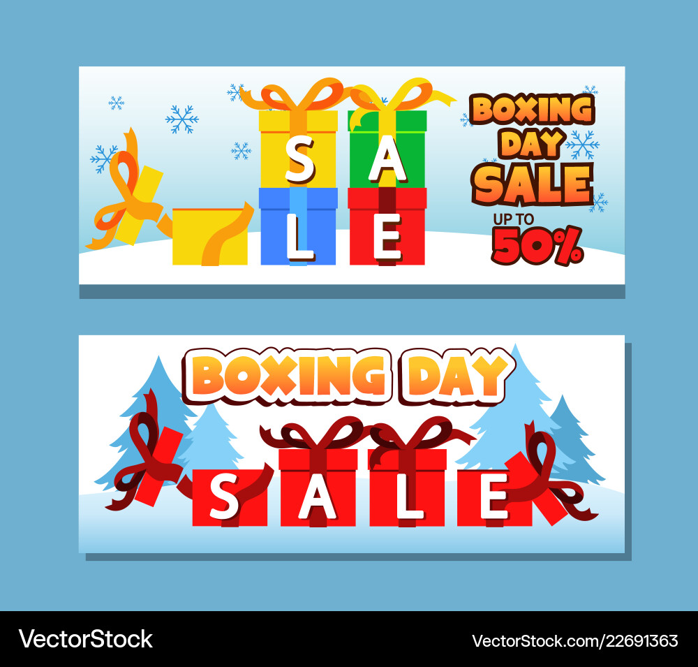 Winter boxing day greeting banner Royalty Free Vector Image