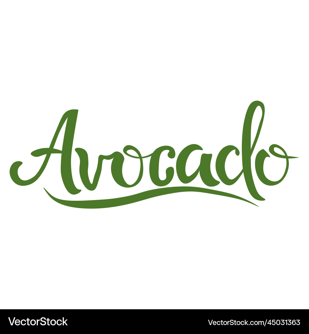 Word avocado is written in a beautiful Royalty Free Vector