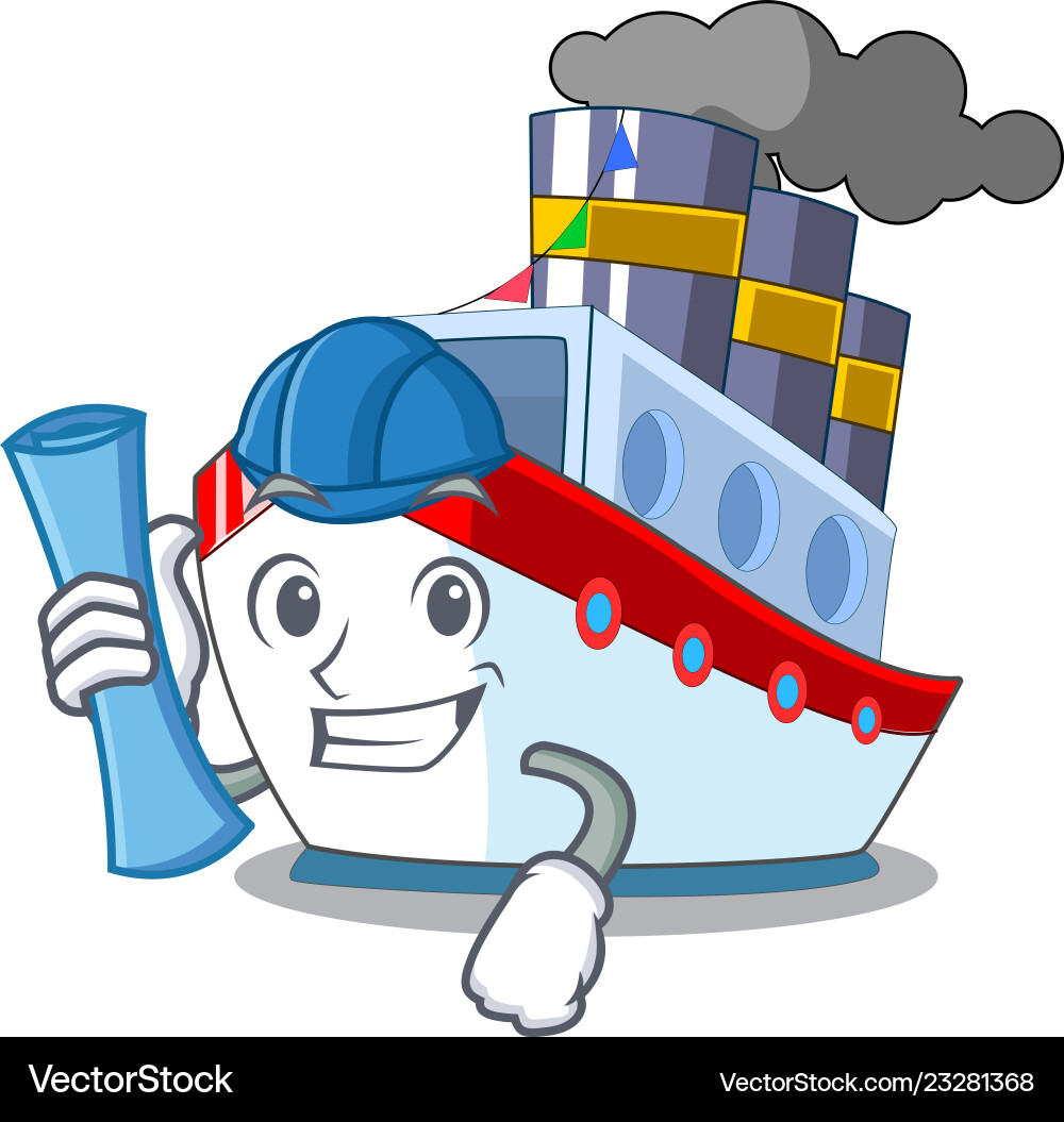 Architect aerial in cartoon cargo ship view Vector Image