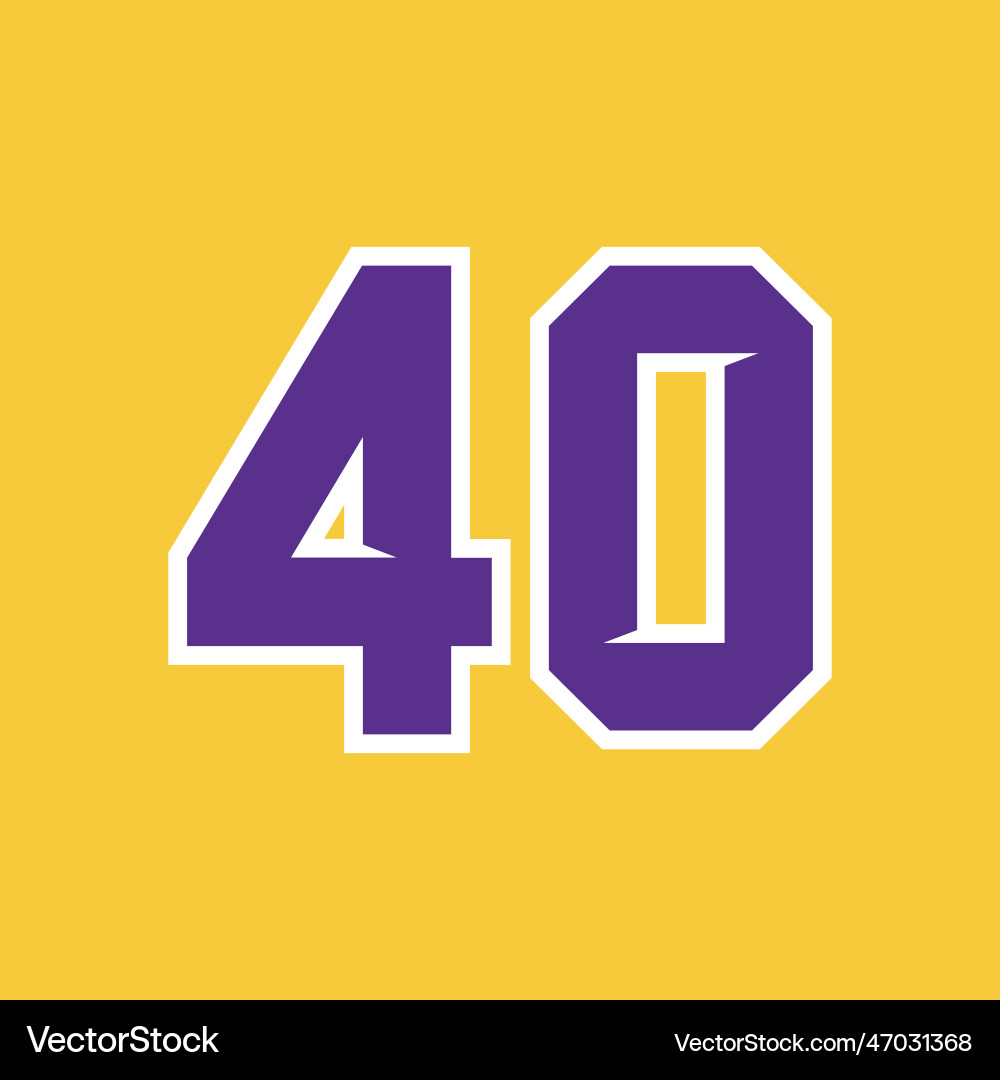 Basketball sport number template 40 Royalty Free Vector
