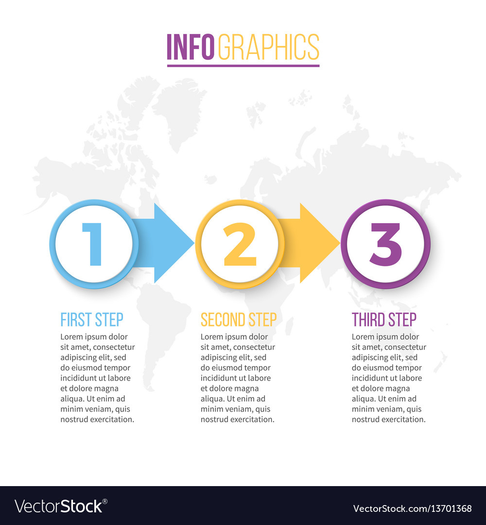 Business infographics presentation with 3 steps Vector Image