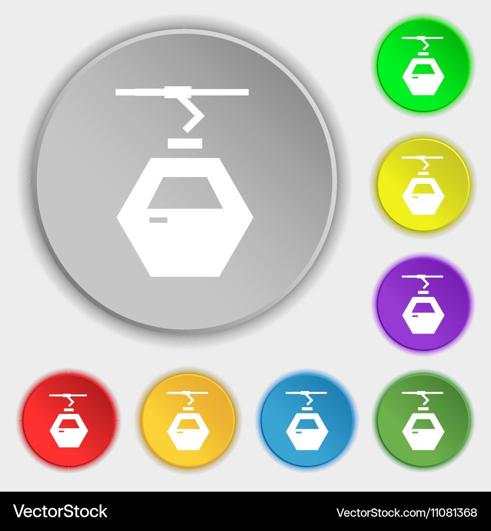 Cableway cabin icon sign symbol on eight flat Vector Image