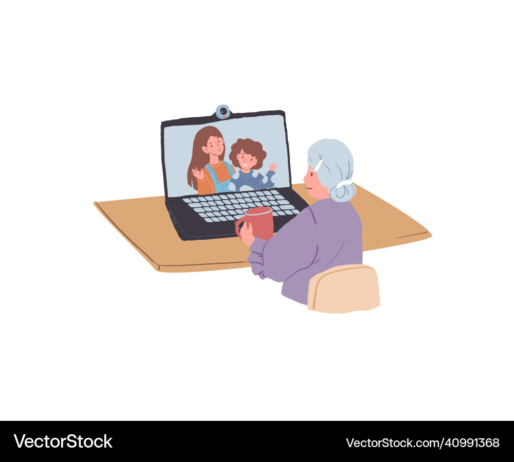 Cartoon flat old woman character talking Vector Image