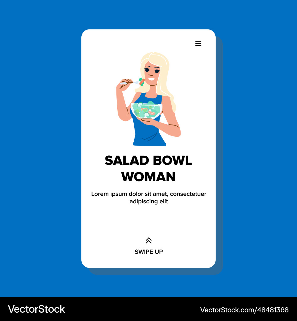 Fresh salad bowl woman Royalty Free Vector Image