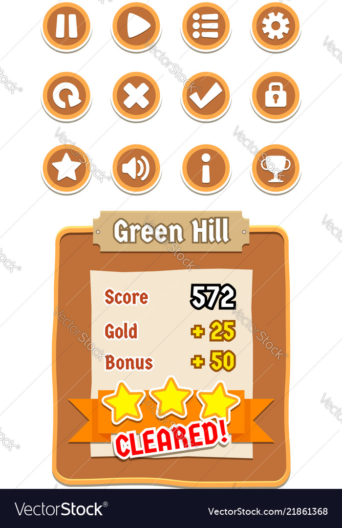 Game user interface templates Royalty Free Vector Image