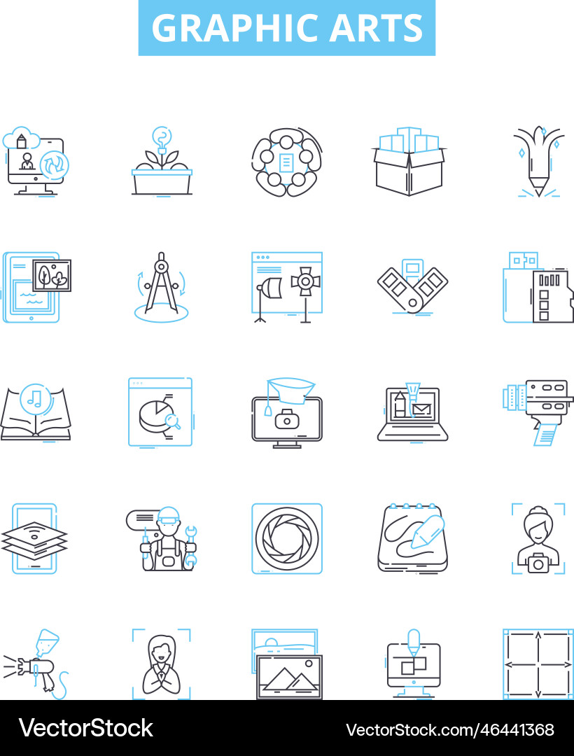 Graphic arts line icons set graphics art Vector Image