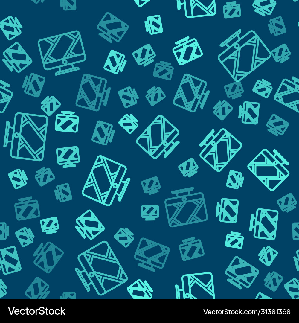Green line computer monitor and folded map Vector Image