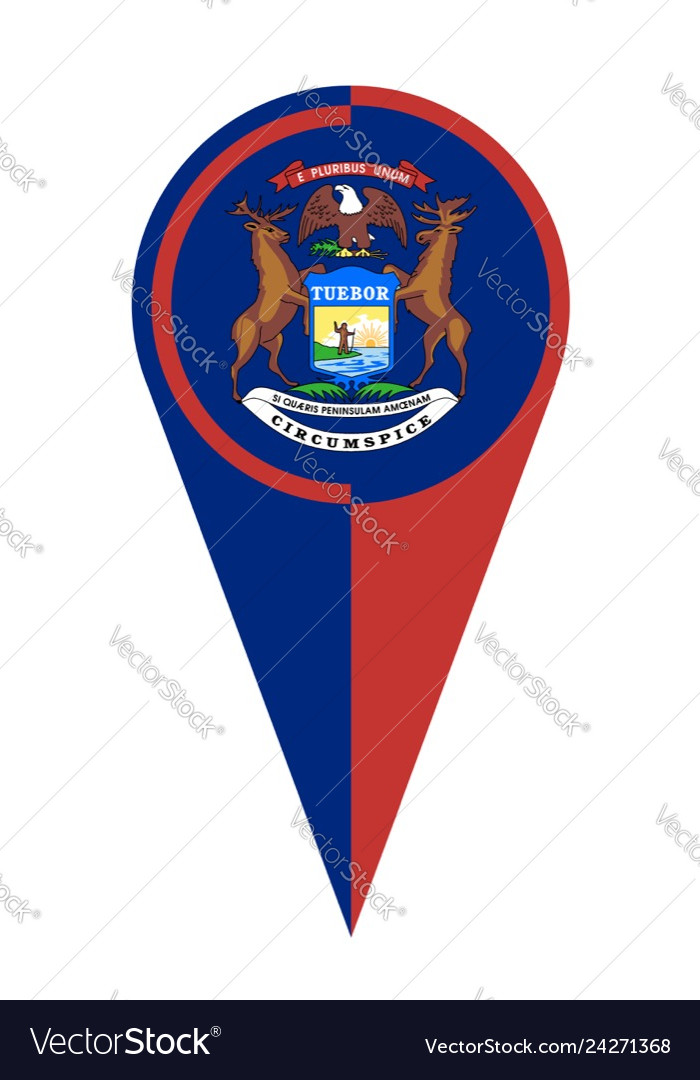 Michigan pointer location flag Royalty Free Vector Image