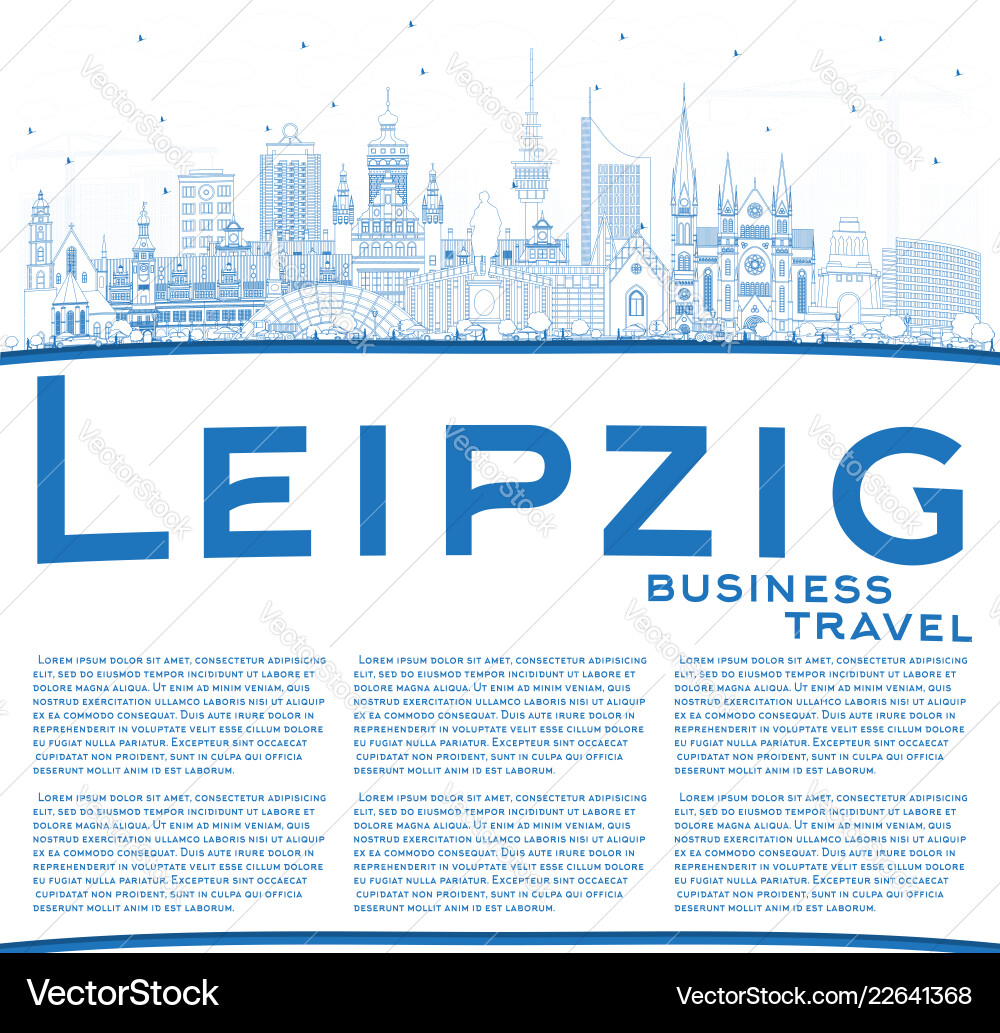 Outline leipzig germany city skyline with blue Vector Image