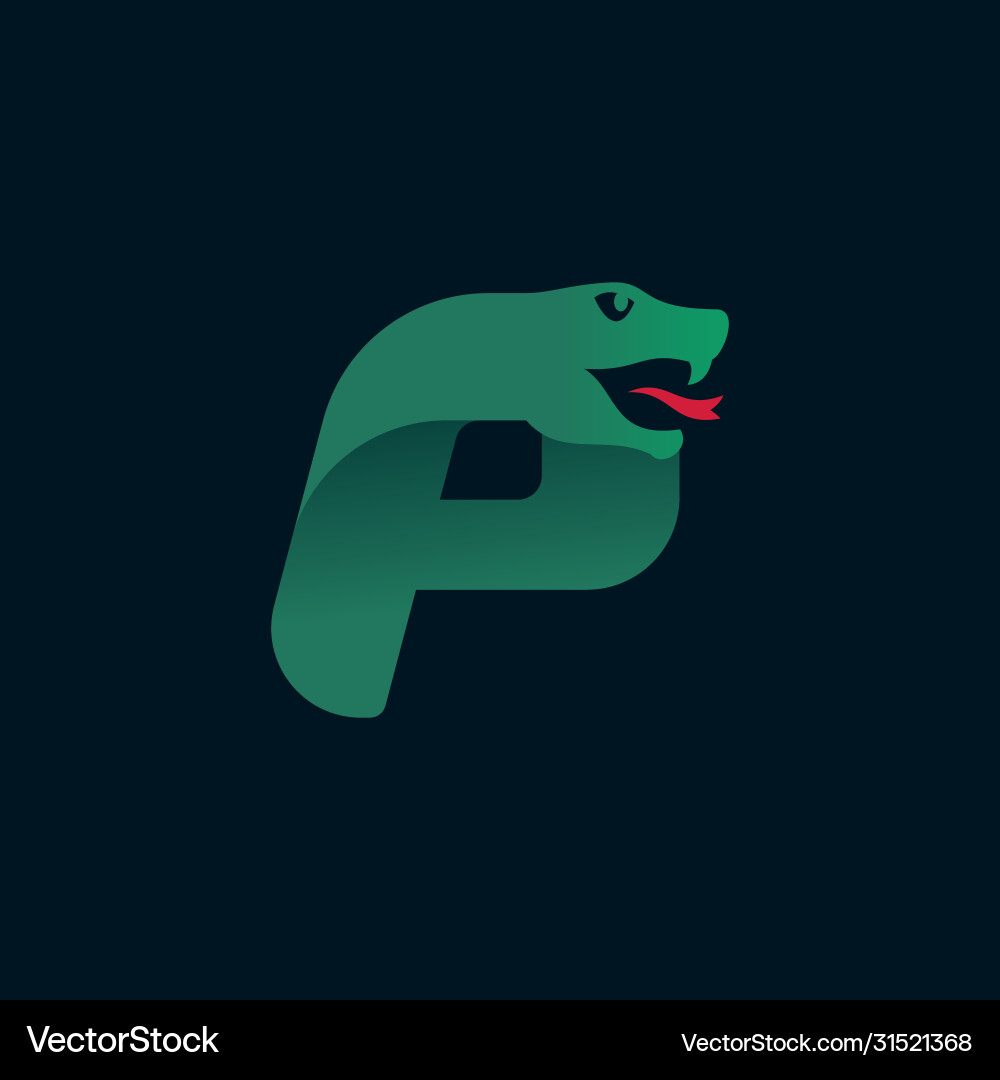 P letter logo with snake head silhouette Vector Image