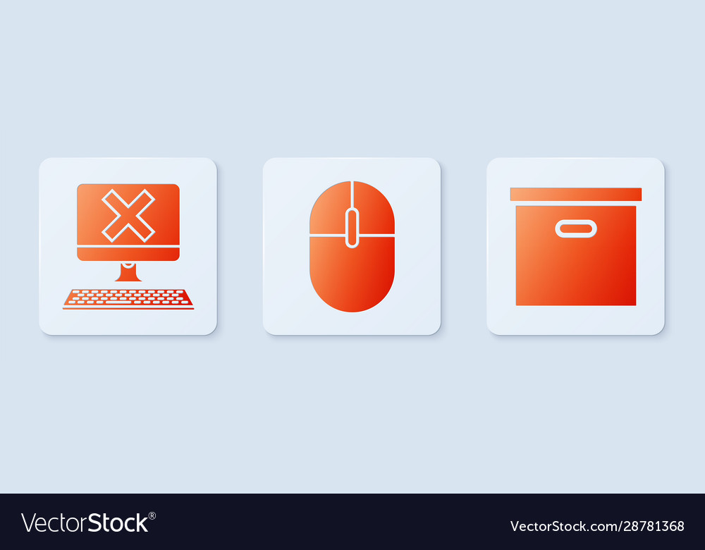 Set computer mouse computer with keyboard and x Vector Image