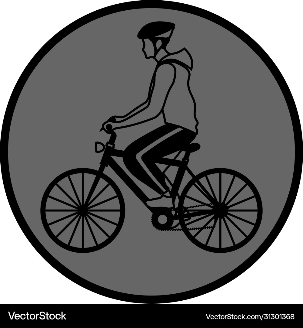 Simple grey icon with man riding a bike Royalty Free Vector