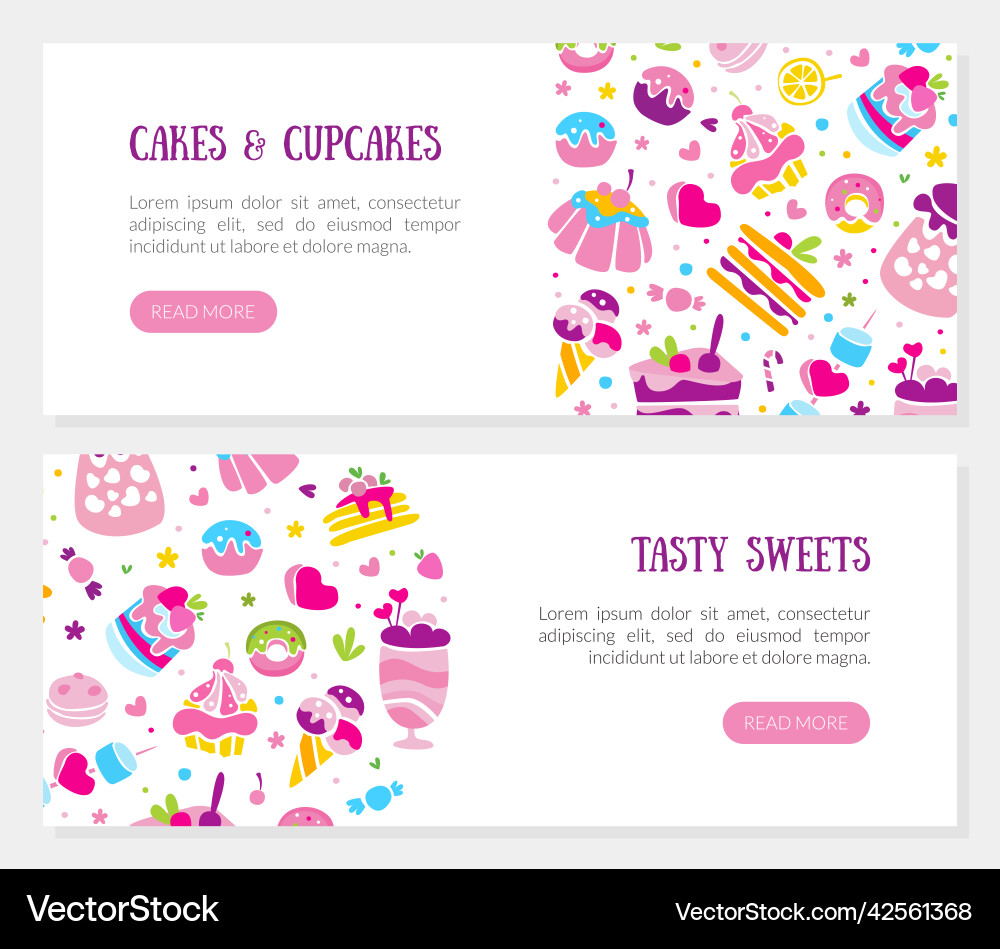 Sweets hand drawn design with cake and ice cream Vector Image