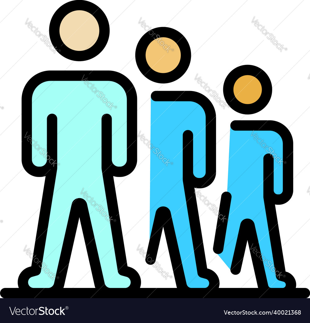 Three persons icon color outline Royalty Free Vector Image