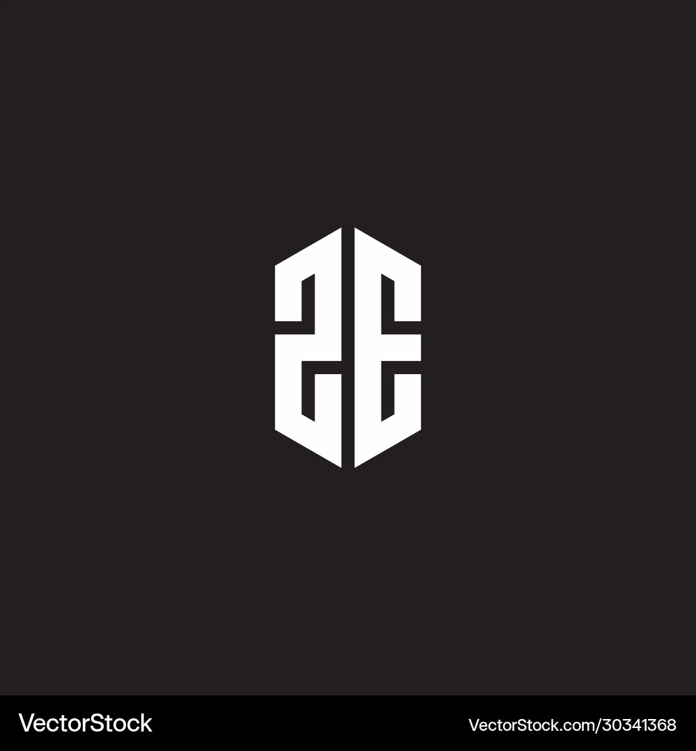 Ze logo monogram with hexagon shape style design Vector Image