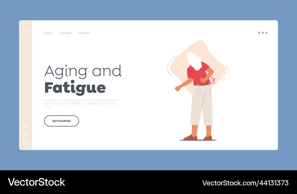 Aging and fatigue backache landing page template Vector Image