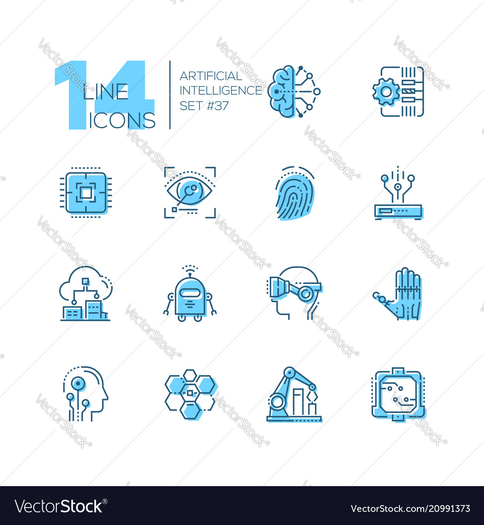 Artificial intelligence - set of line design style