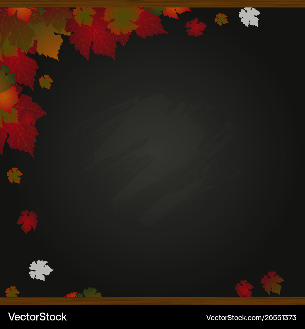 Autumn black board and leafs background Royalty Free Vector