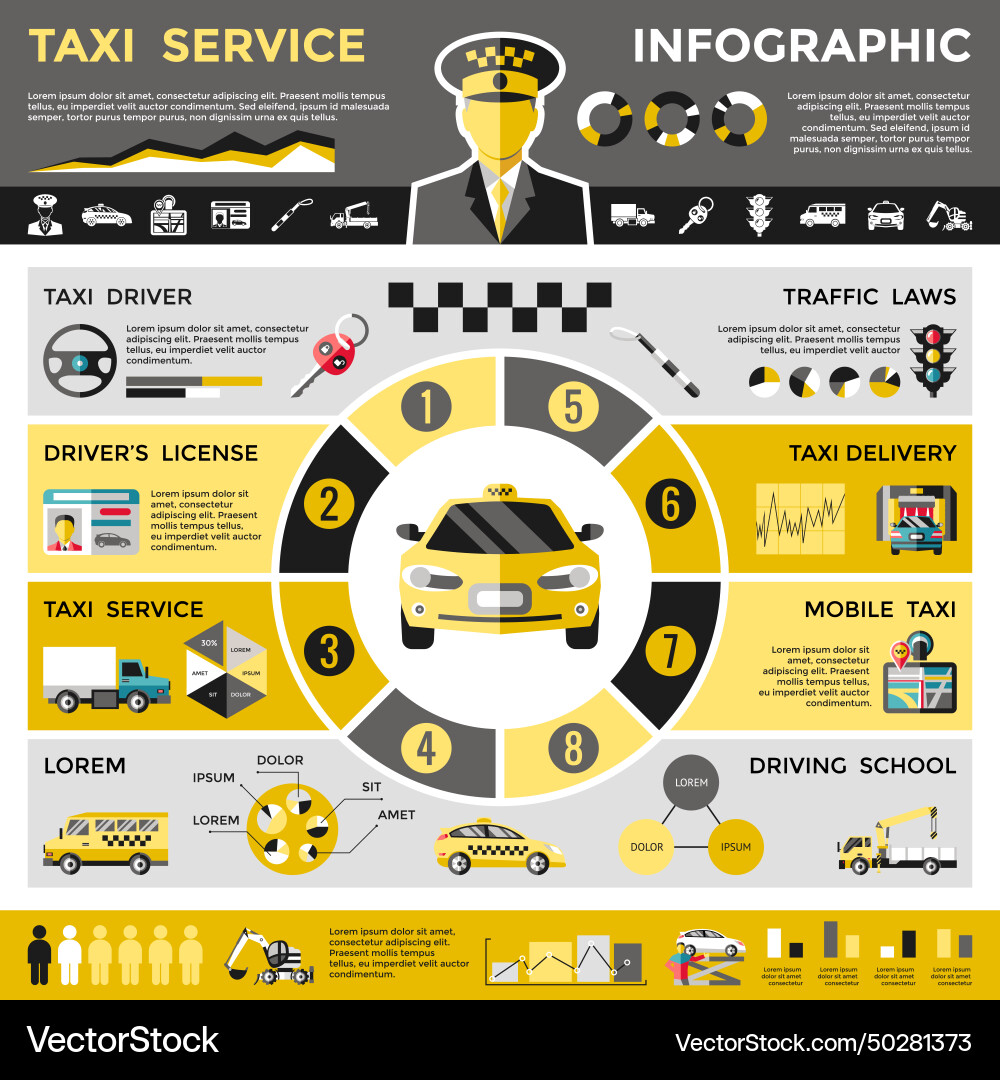 Colored taxi service infographic concept Vector Image