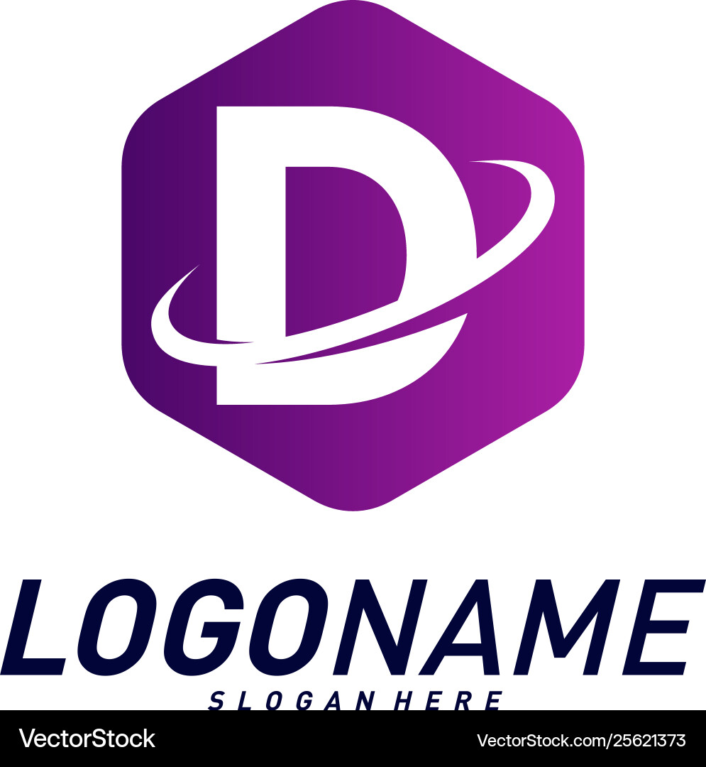 Font with planet logo design concepts letter d Vector Image
