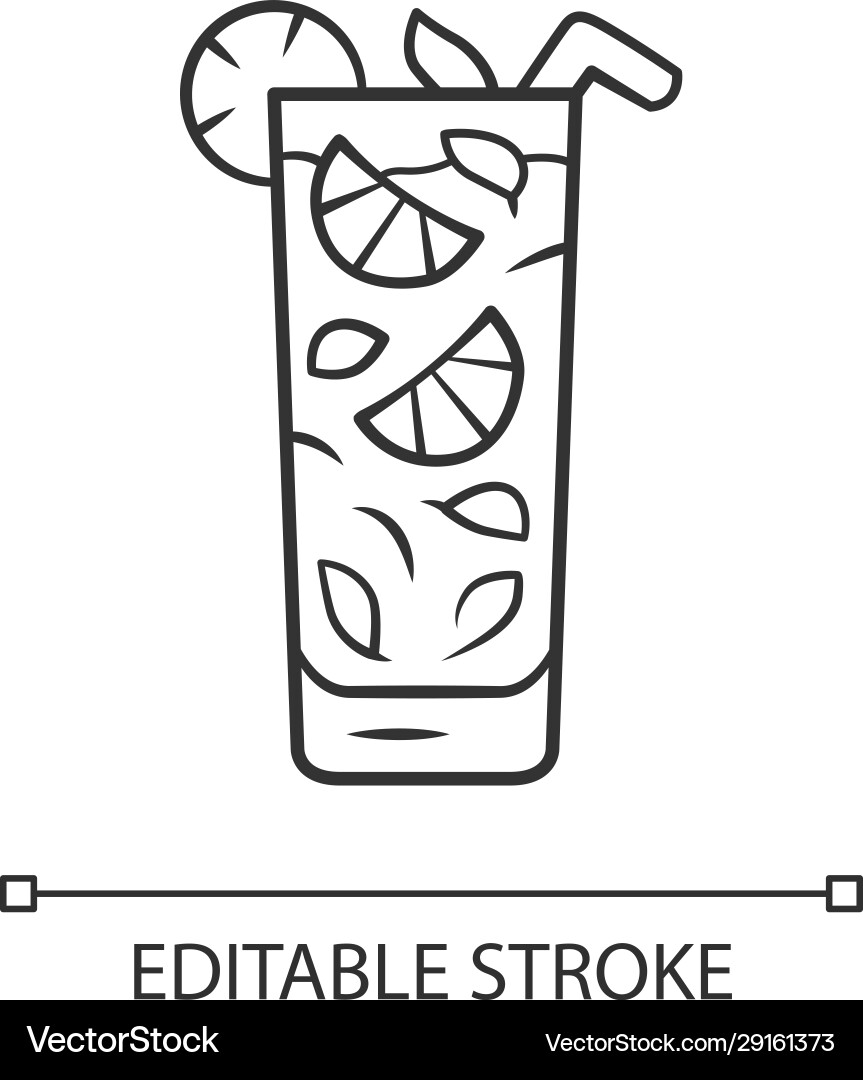 Moxito linear icon mojito cocktail in highball Vector Image