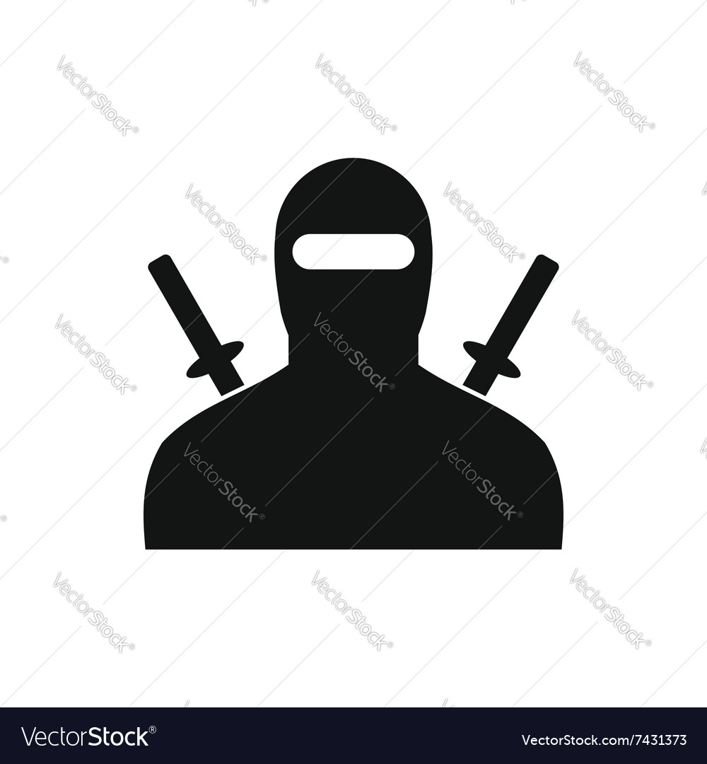 Ninja black simple icon Royalty Free Vector Image