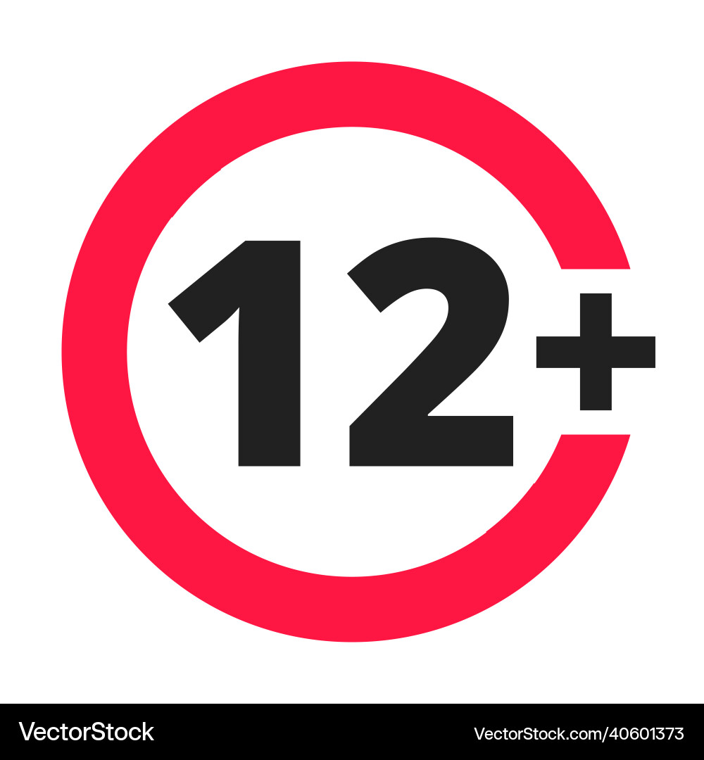 Over 12 years old plus forbidden round icon sign Vector Image