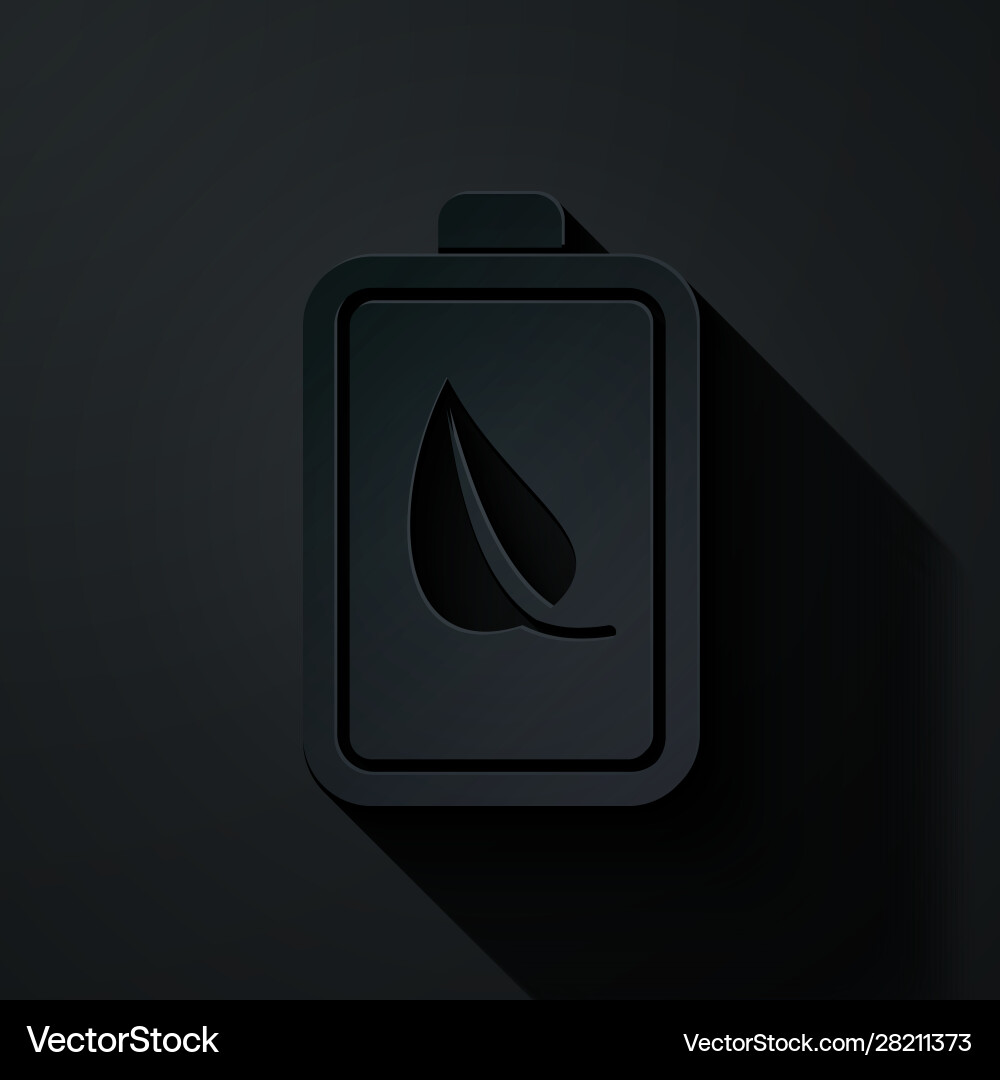 Paper cut eco nature leaf and battery icon Vector Image