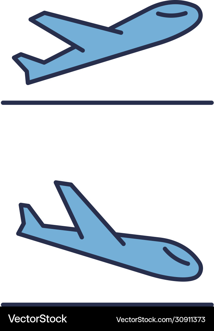 Plane landing and takeoff icon symbol isolated Vector Image