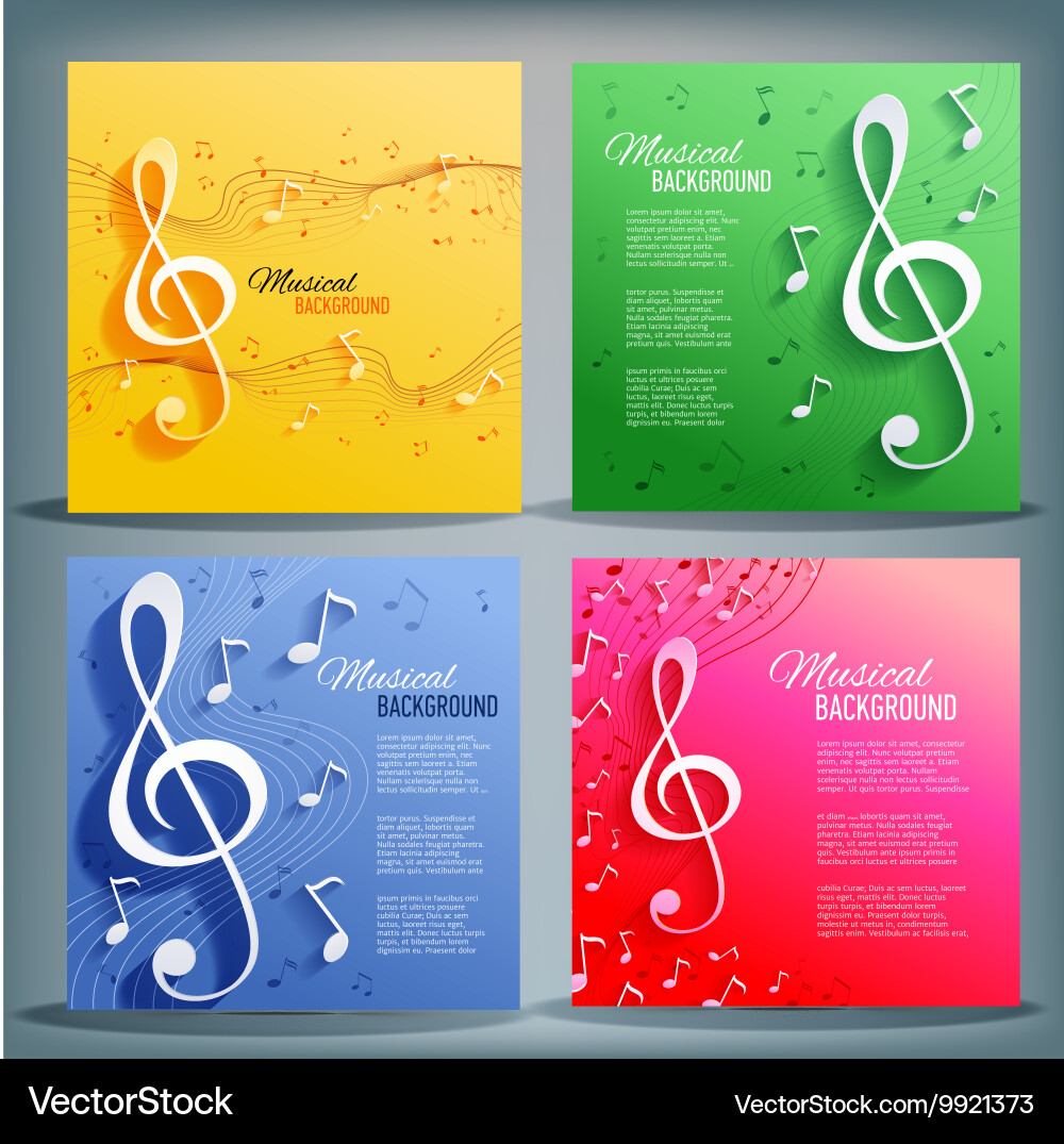 Set of musical banners with key and notes Vector Image