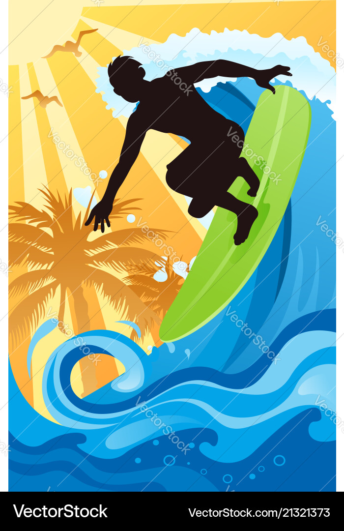 Surfer in the ocean Royalty Free Vector Image - VectorStock