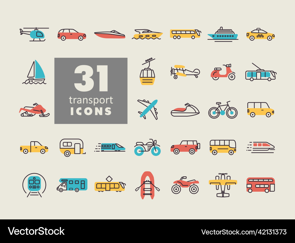 Transportation icon set graph symbol for travel Vector Image