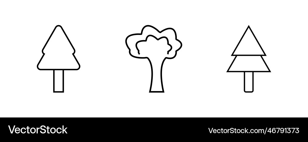 Tree lineal icon symbol black outline icon Vector Image