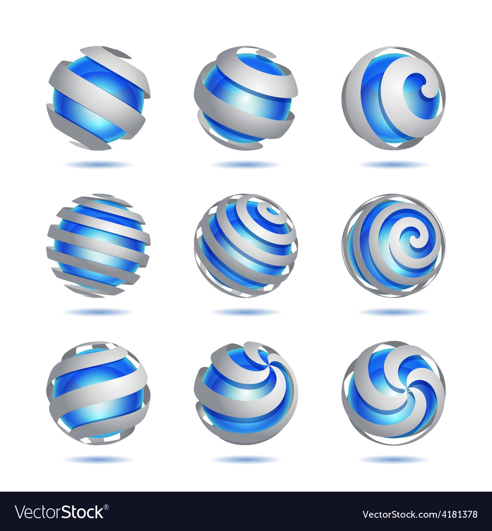 Abstract 3d sphere set Royalty Free Vector Image