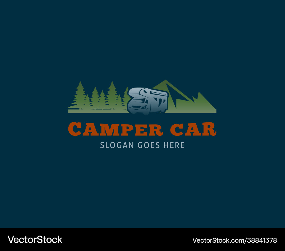 Adventure rv camper car logo design template Vector Image