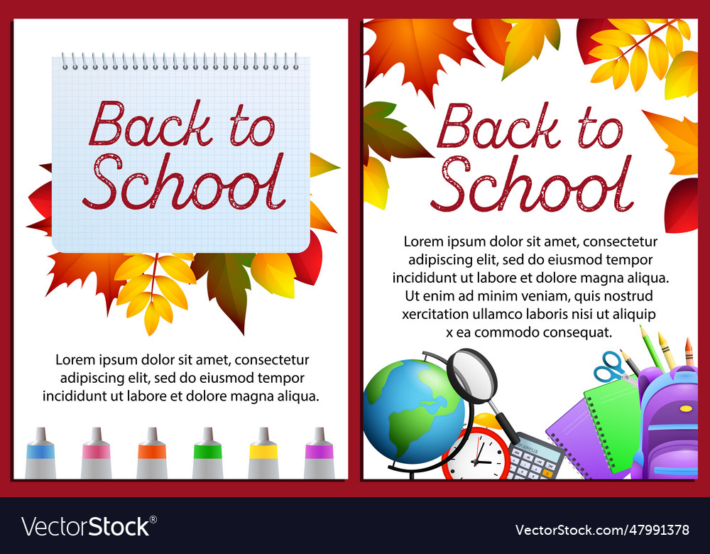 Back to school letterings in frames stationery Vector Image
