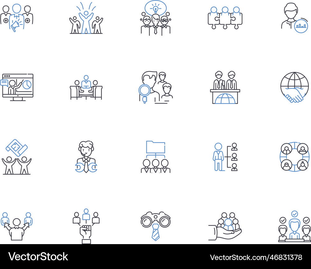 Business direction line icons collection strategy Vector Image