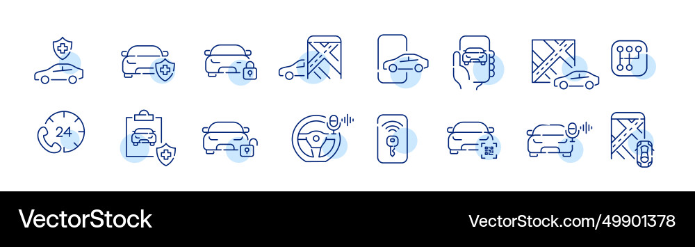 Car rent icons set pixel perfect editable stroke Vector Image