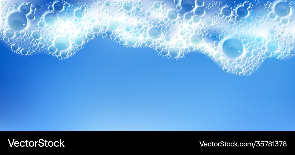 Cleaning foam with bubbles white froth frame Vector Image