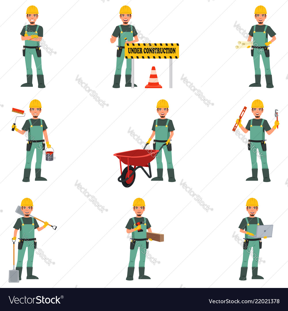 Construction worker doing work Royalty Free Vector Image