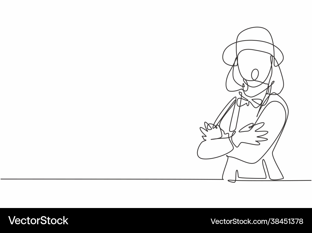 Continuous one line drawing young female mime Vector Image