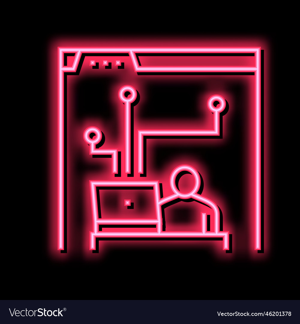 Developer working and codding program neon glow Vector Image