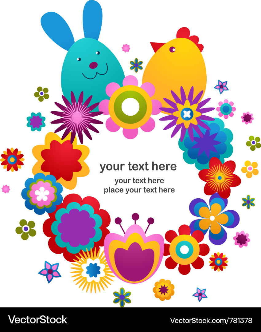 Easter greeting card with bunny and bird Vector Image