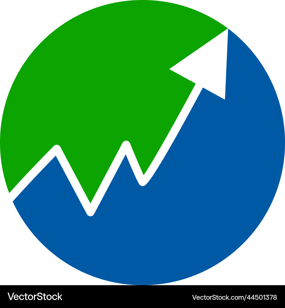 Financial growth round icon upward arrow chart Vector Image