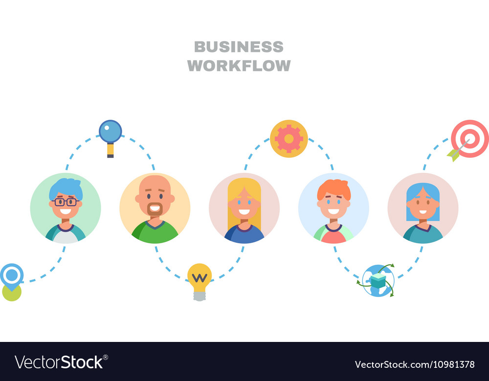 Flat design concepts for business workflow company