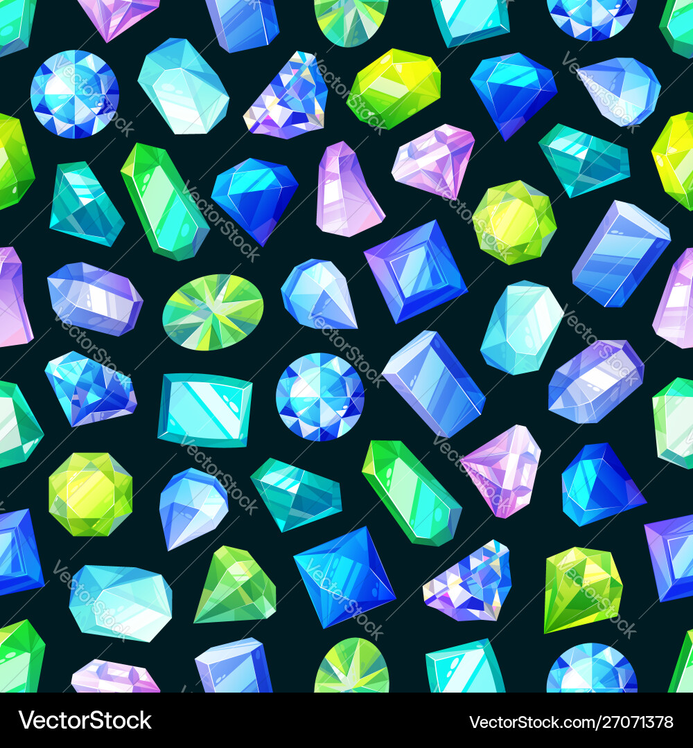 Gems jewelry gemstones crystals seamless pattern Vector Image