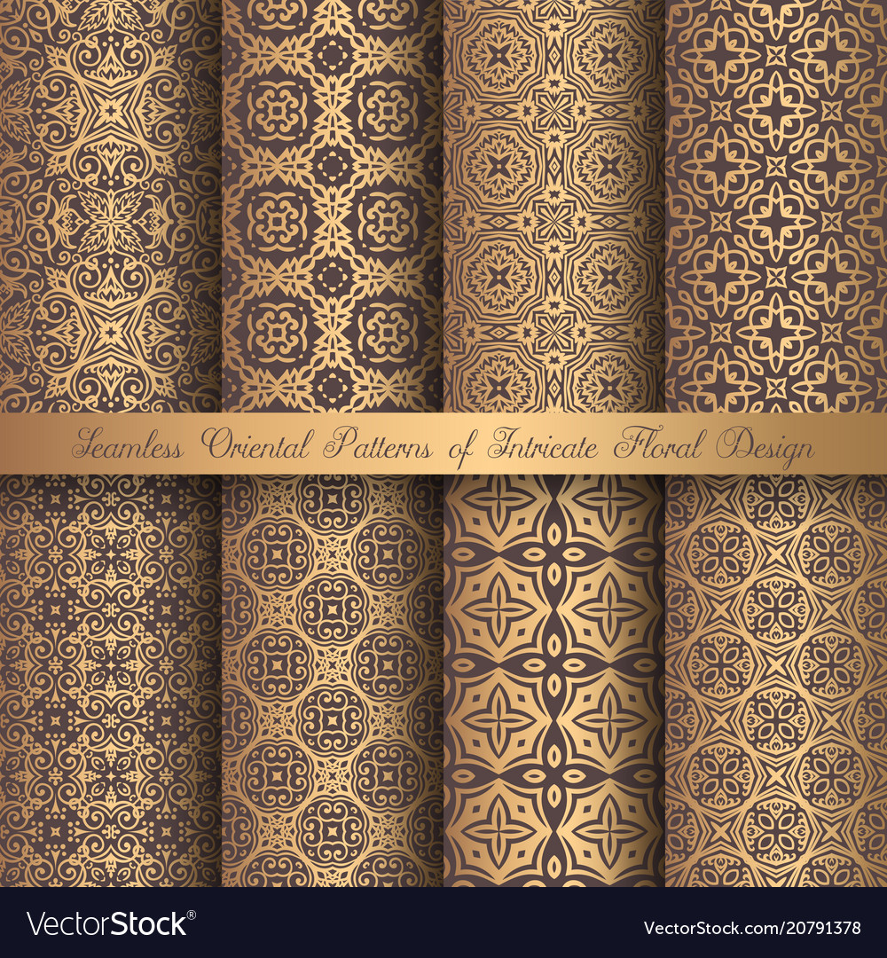 Golden arabesque patterns Royalty Free Vector Image