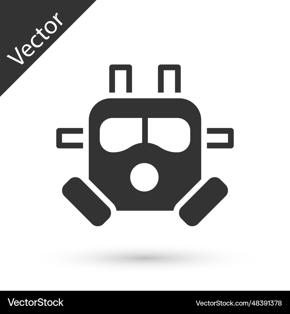 Grey gas mask icon isolated on white background Vector Image
