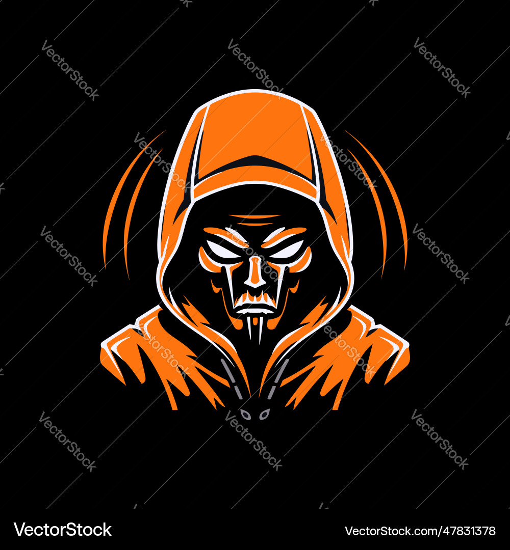 Hacker with yellow hood on a black background Vector Image