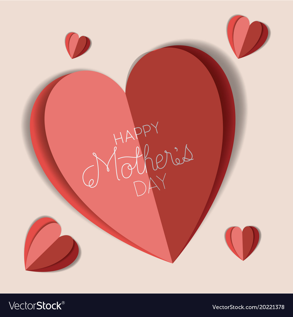 Happy mothers day with heart card Royalty Free Vector Image